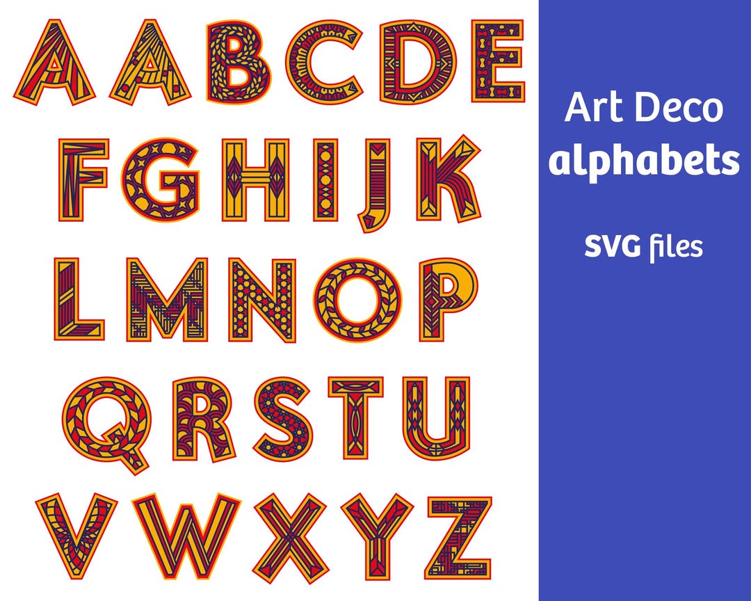 ALPHABET, Art Deco, Decorative Letters, SVG File for Cricut, Jpg, Pdf ...