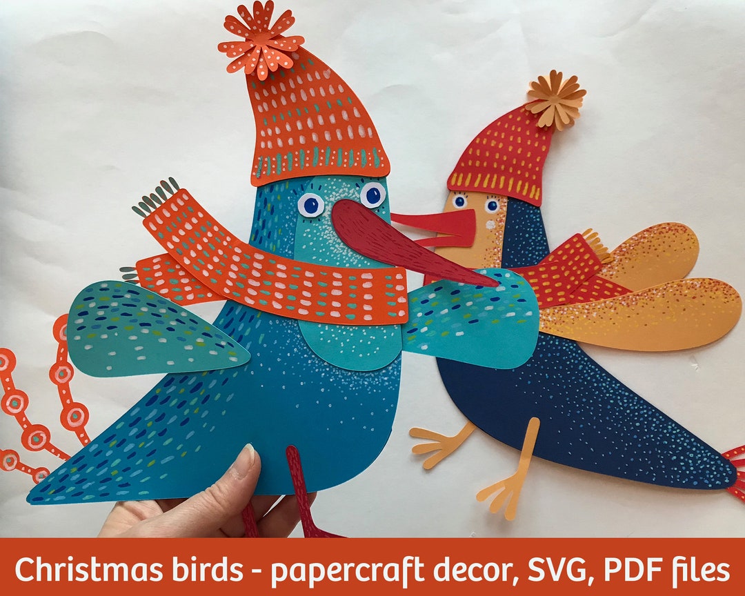 Christmas Birds Papercraft Decor: SVG, PDF Files - Etsy