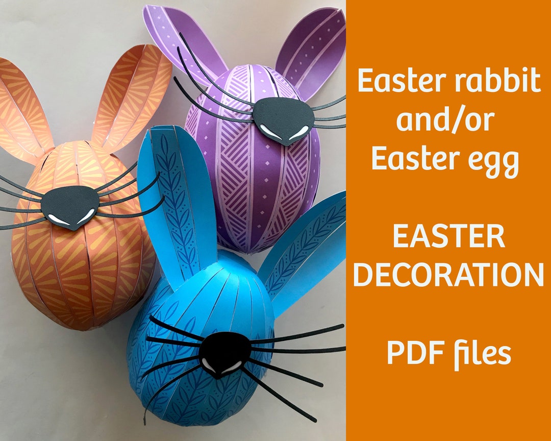 Easter Rabbit Egg Papercraft Project, Printable PDF, DIY Easter Decor ...