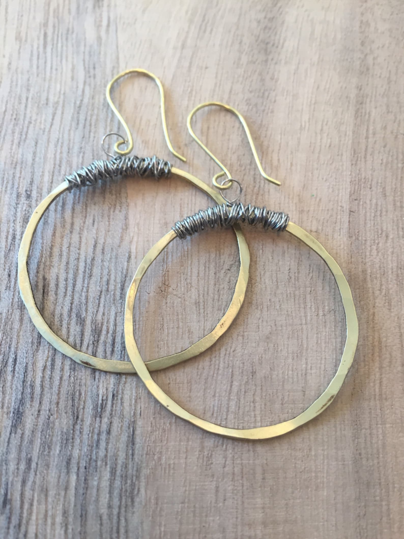 Wire Wrapped Gold Hoop Earrings, Handcrafted Nickel Free Ear Wire - Etsy