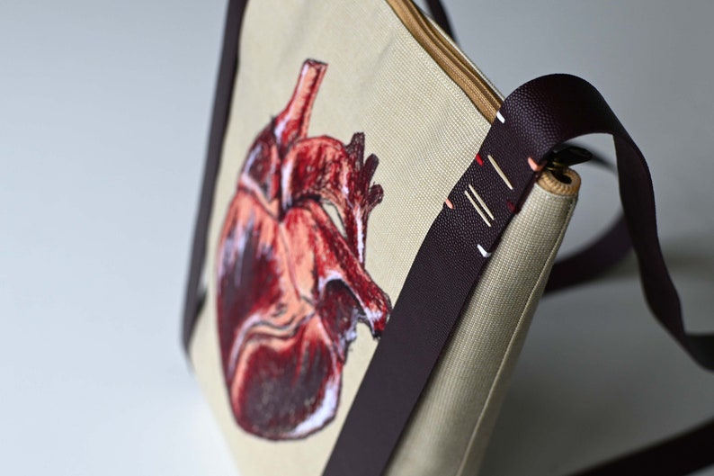 Anatomical Heart Embroidered Backpack Handmade Backpack Free - Etsy