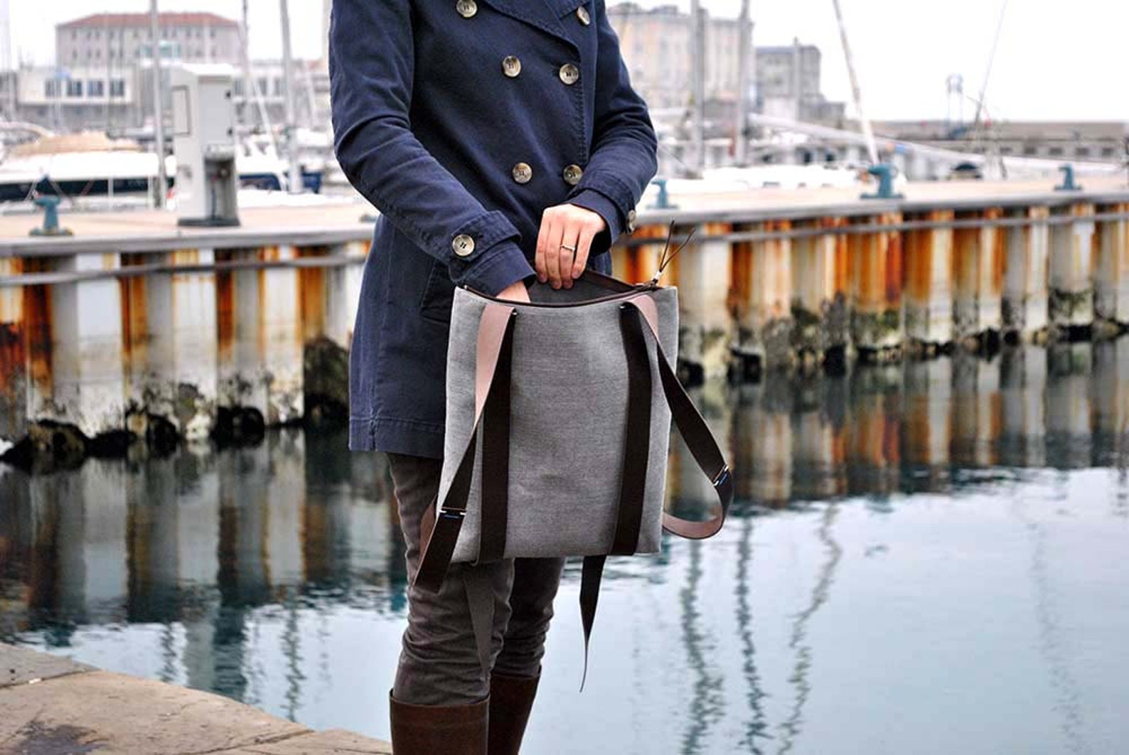 Water Resistant Canvas Backpack, Minimal Rucksack, Lightweight Unisex ...