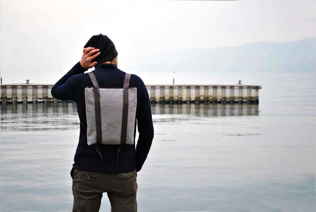 Water Resistant Canvas Backpack, Minimal Rucksack, Lightweight Unisex ...