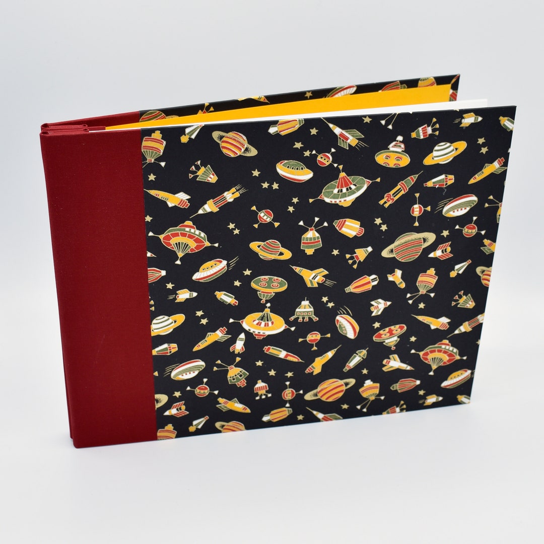 Handmade Expandable Scrapbook With Colorful Spaceships and Rockets on ...