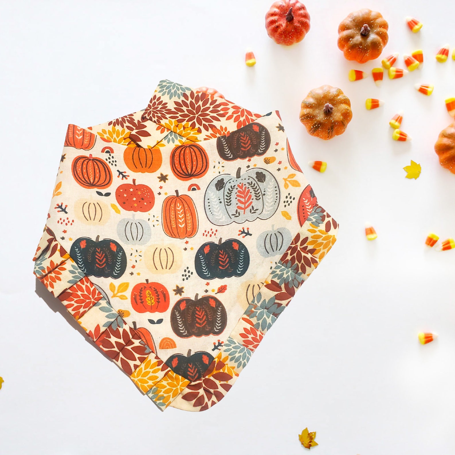 Folky Multi Pumpkins Fall Dog Bandana Fall Dog Bow Tie - Etsy