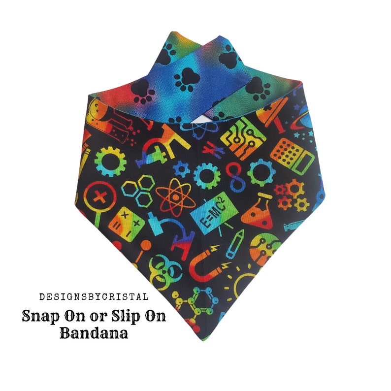 Science Themed Reversible Snap on or Slip on Cat or Dog Bandana in ...