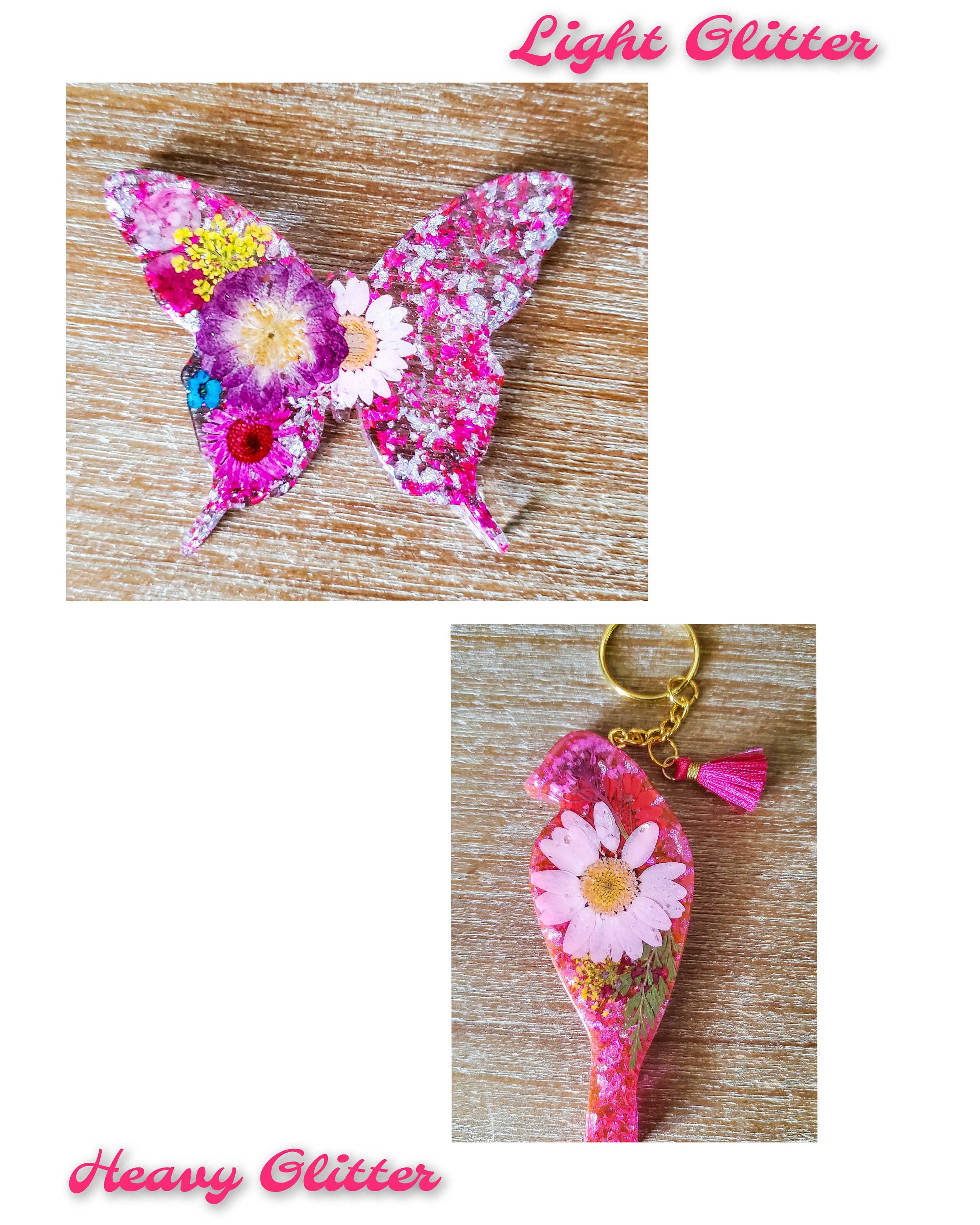 Floral Glitter Animal Resin Keychain - Animal Lover Gift Ideas - Etsy