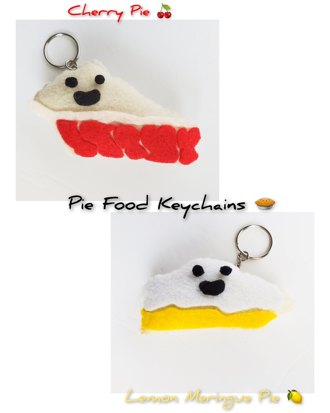 Food Felt Keychains Apples Pears Corn Cherry Pie Lemon Meringue Pie - Etsy