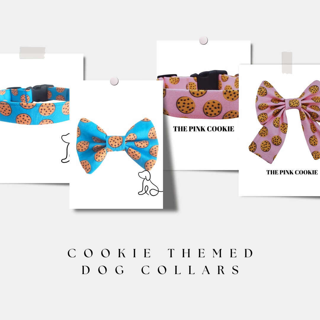 Choco-chip Chic Cookie Dog Collar Collection – Pink or Blue Collar ...