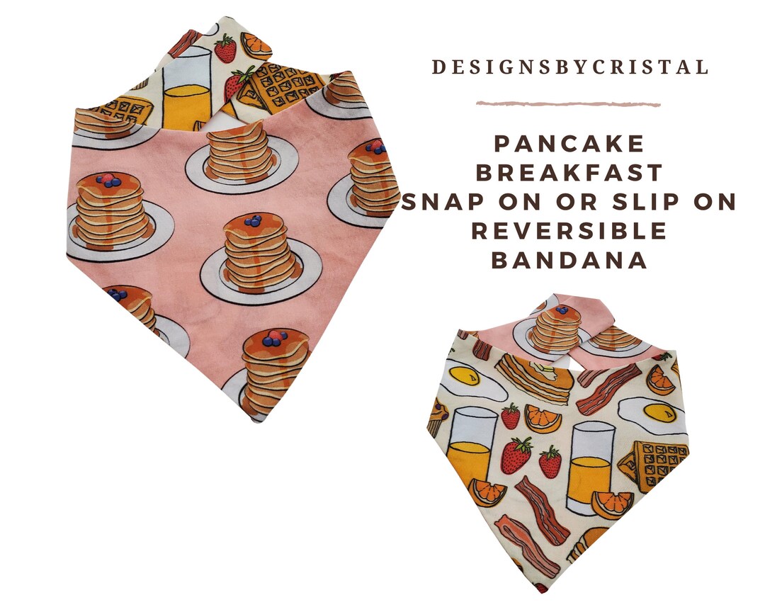 Pancake Themed Reversible Snap on or Slip on Cat or Dog Bandana - Etsy
