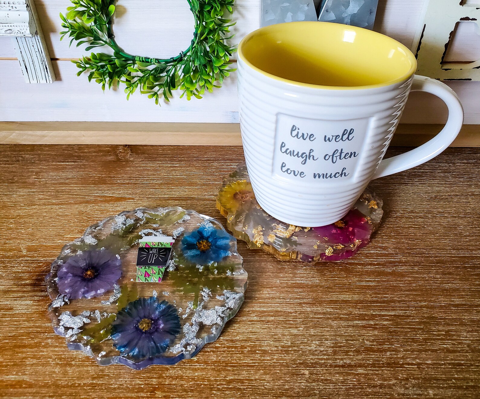 Floral Clear Resin Coasters Kitchen Decor Large Coasters - Etsy