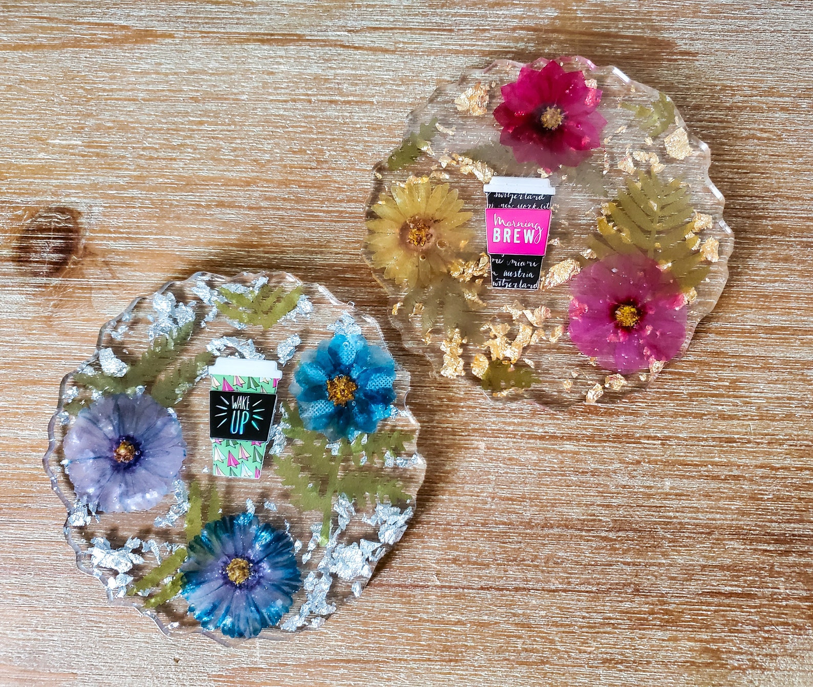 Floral Clear Resin Coasters Kitchen Decor Large Coasters - Etsy