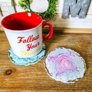Cloud Effect Large Resin Coasters – Set of 4 – Handmade Modern Drink ...