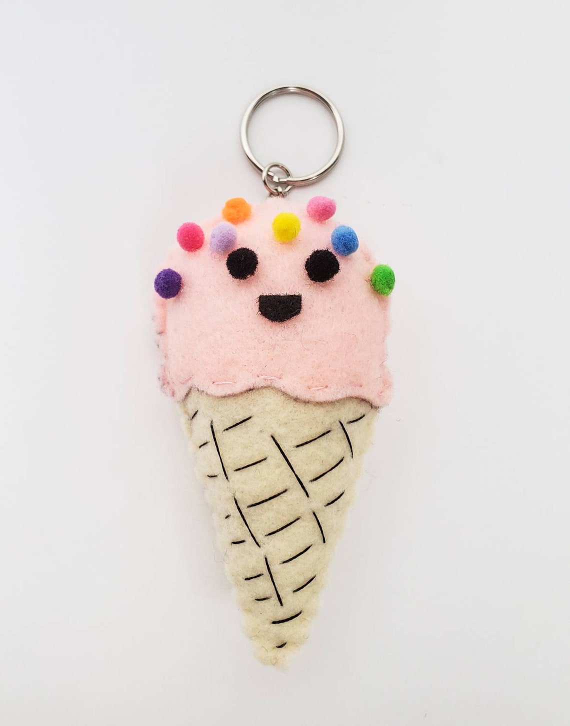 Happy Face Ice Cream Felt Keychains - Etsy