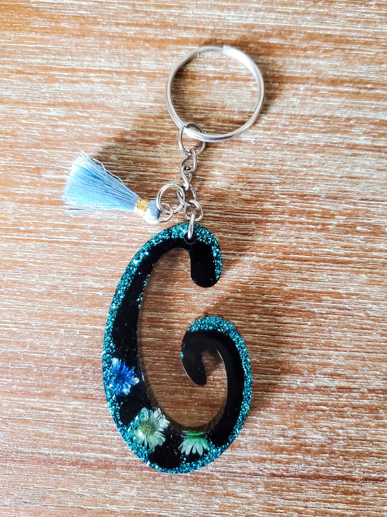 Black Initial Resin Keychains in Assorted Colors - Etsy