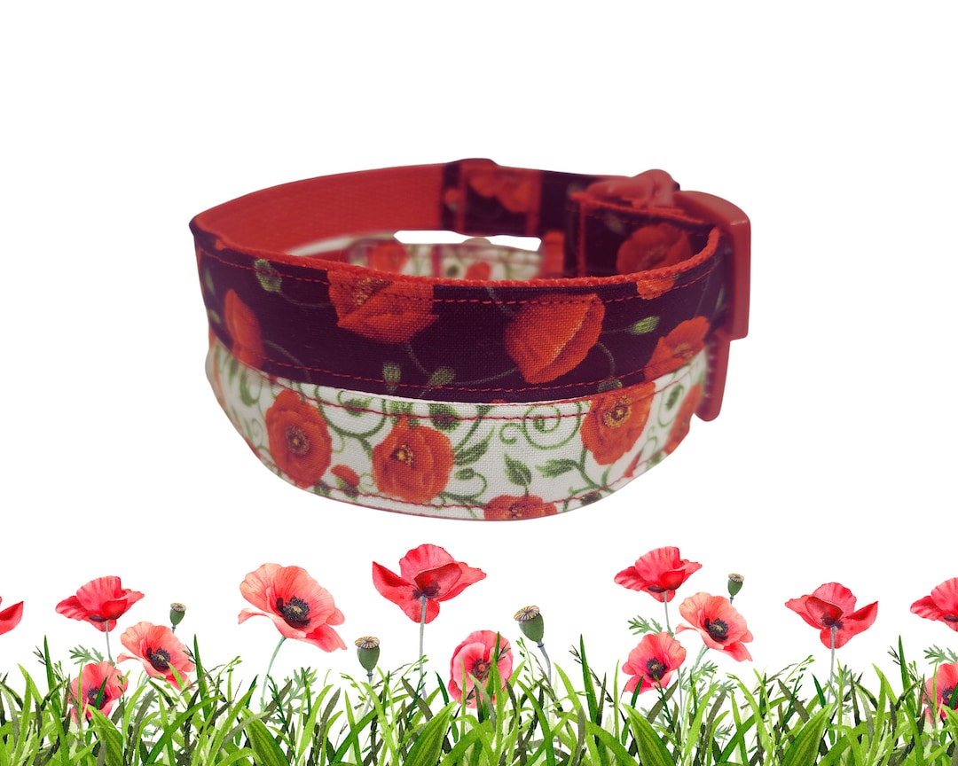 Poppy Dog Collar Reversible Snap on or Slip on Bandana Dog Collar ...
