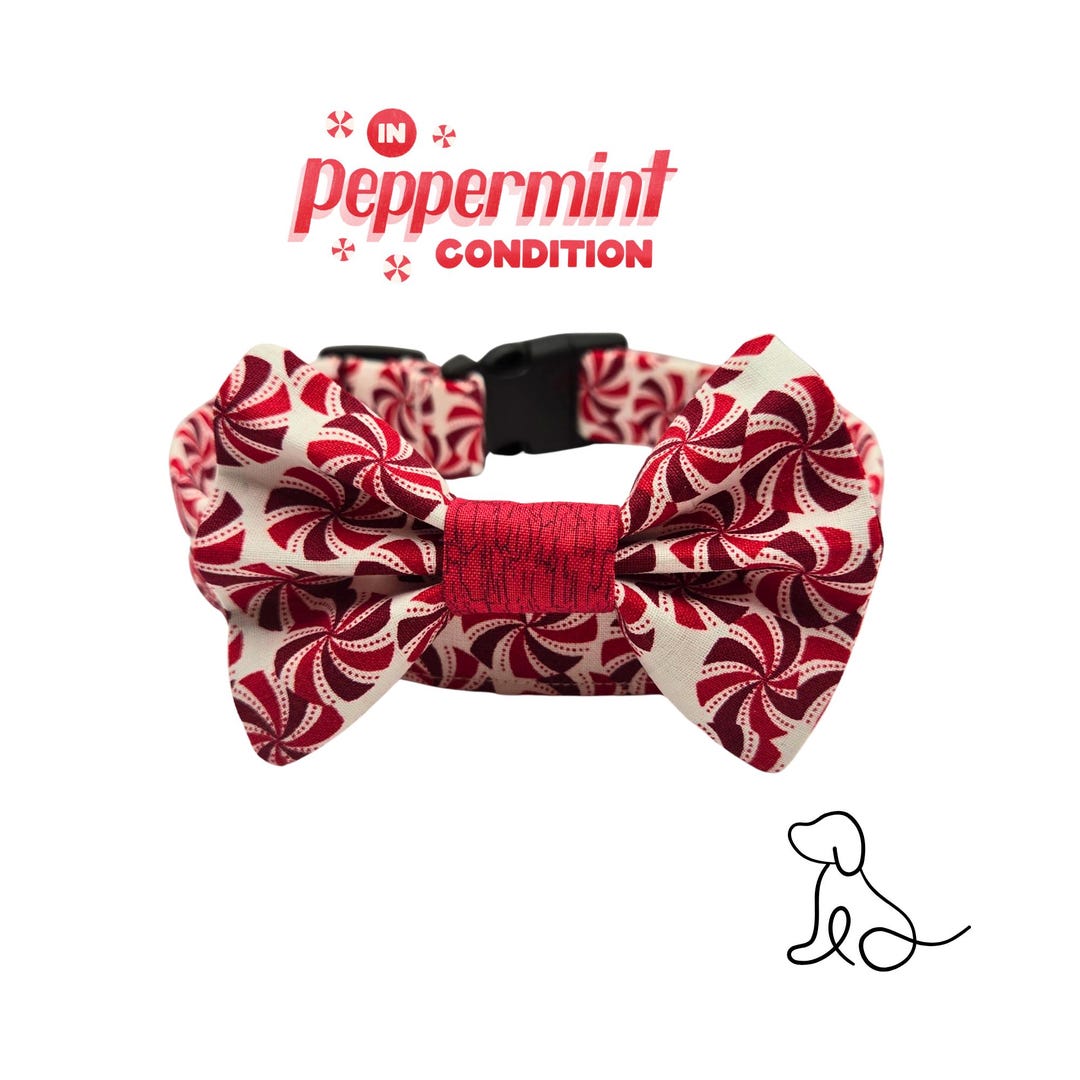 Peppermint Bark Dog Collar Ensemble – Reversible Christmas Dog Bandana ...