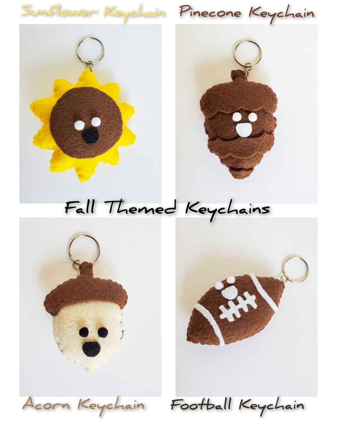 Fall Keychains – Sunflower, Football, Acorn, Pinecone & Fall Leaves - Etsy