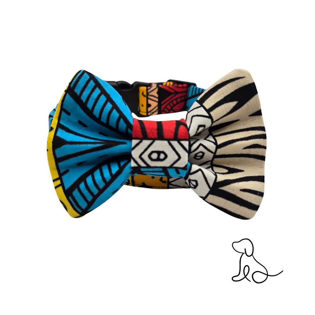 Colorful Tribal Stripe Dog Collar Ensemble – African Print Collar and ...