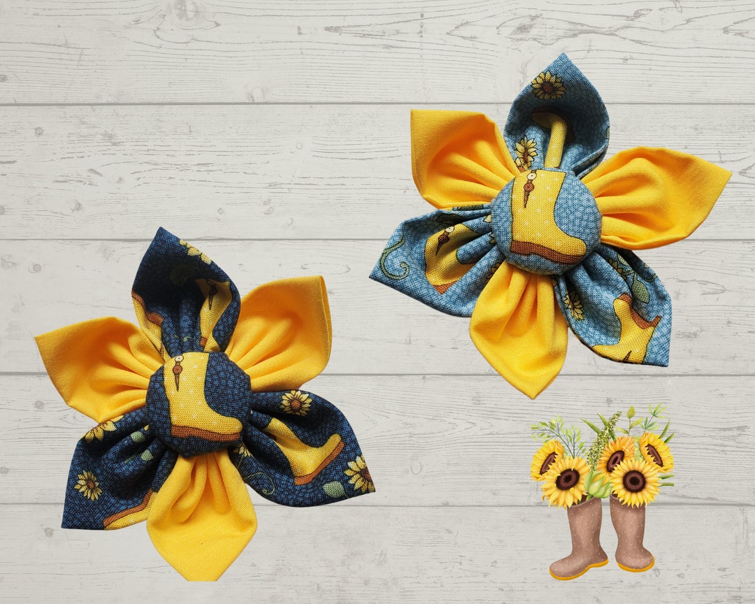 Yellow Rainboots and Sunflower Cat or Dog Collar Flower or Bow Tie - Etsy