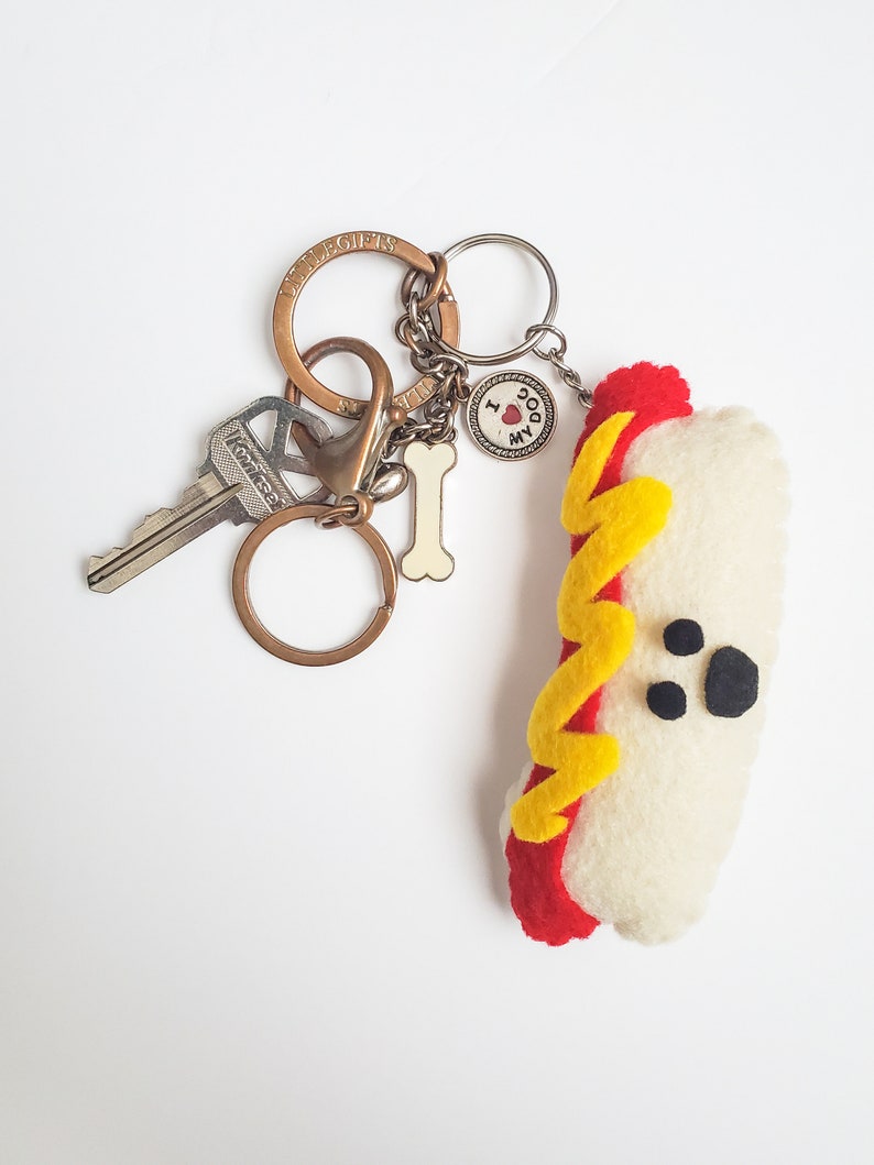 Food Themed Felt Keychains Hotdog Watermelon Croissant - Etsy