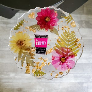 Floral Clear Resin Coasters - Kitchen Decor - Large Coasters - Etsy