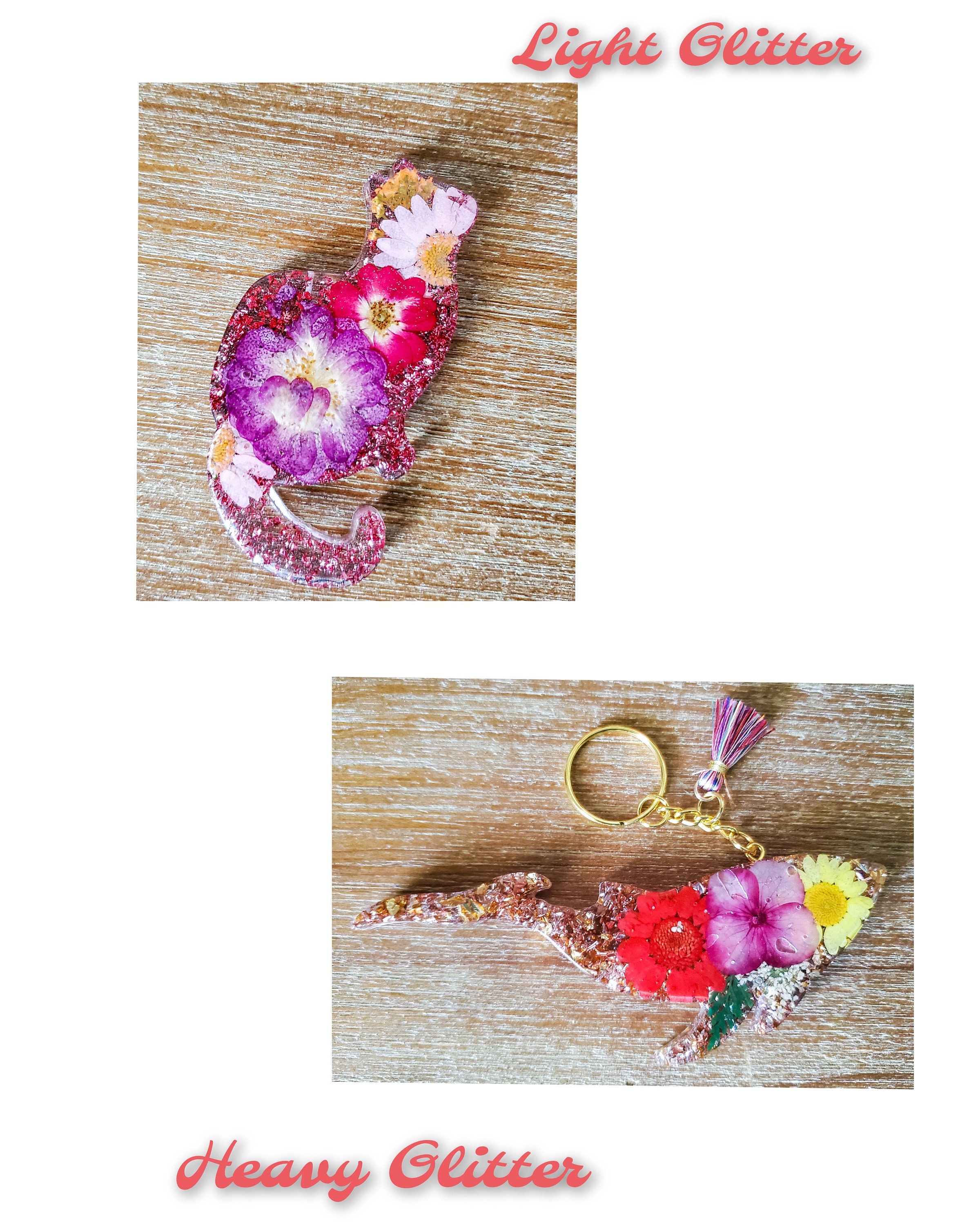 Floral Glitter Animal Resin Keychain - Animal Lover Gift Ideas - Etsy