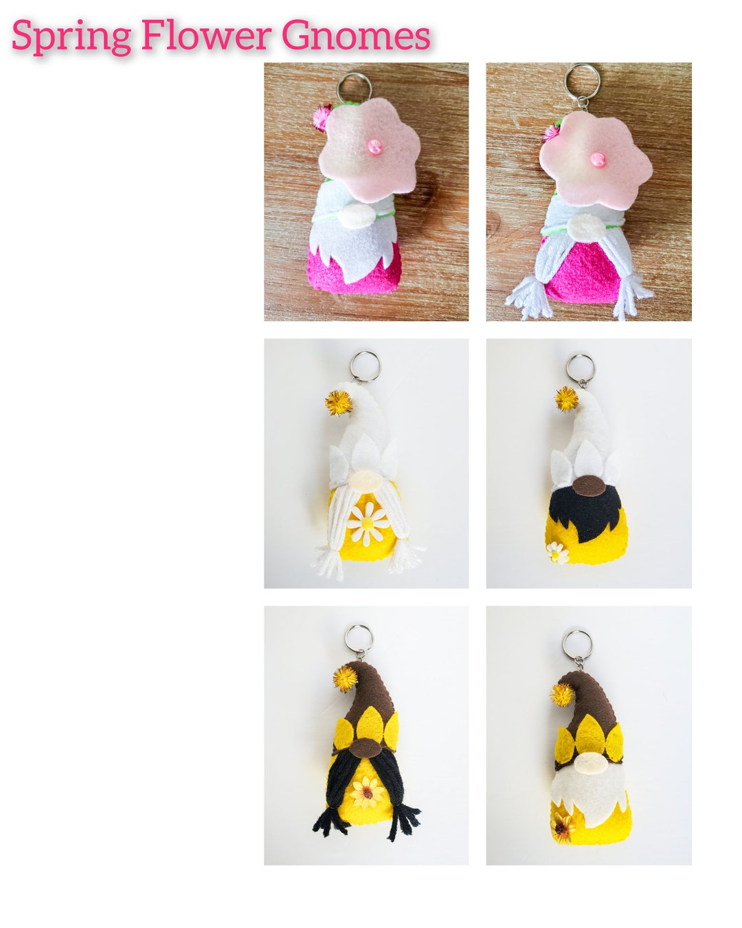 Spring Flower Gnomes Felt Keychain - Etsy