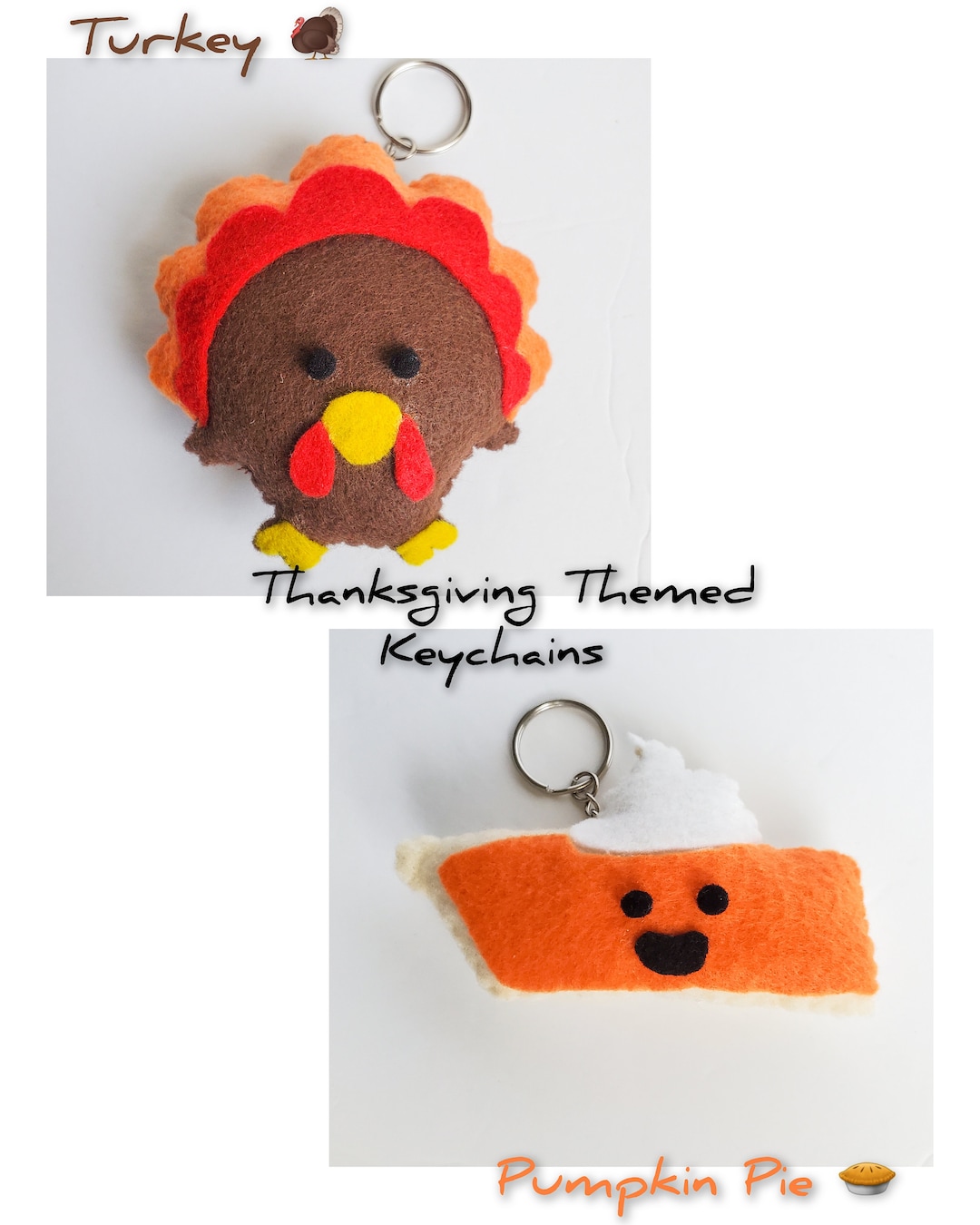 Thanksgiving Themed Keychains – Turkey Charm – Pumpkin Pie Gift ...