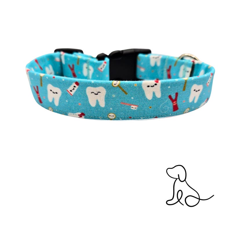 Pearly Paws Dental Themed Dog Collar With Bow Tie – Tooth Print Dog ...