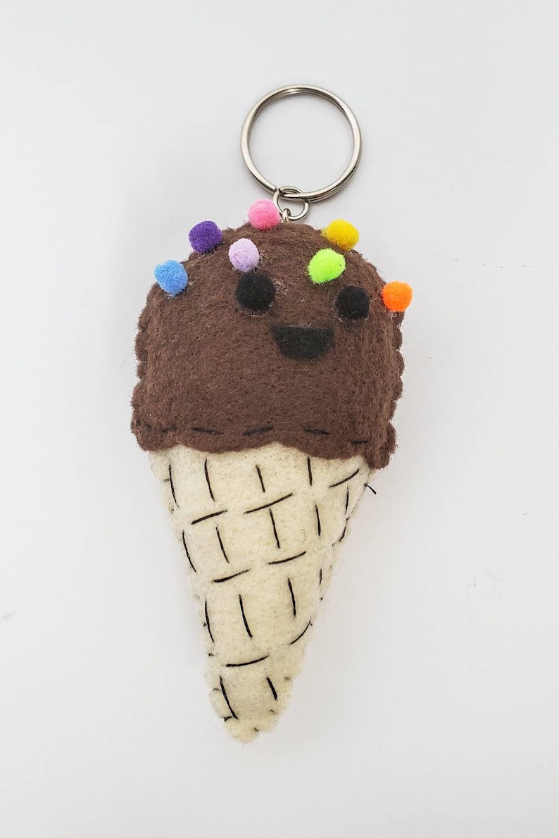 Happy Face Ice Cream Felt Keychains - Etsy