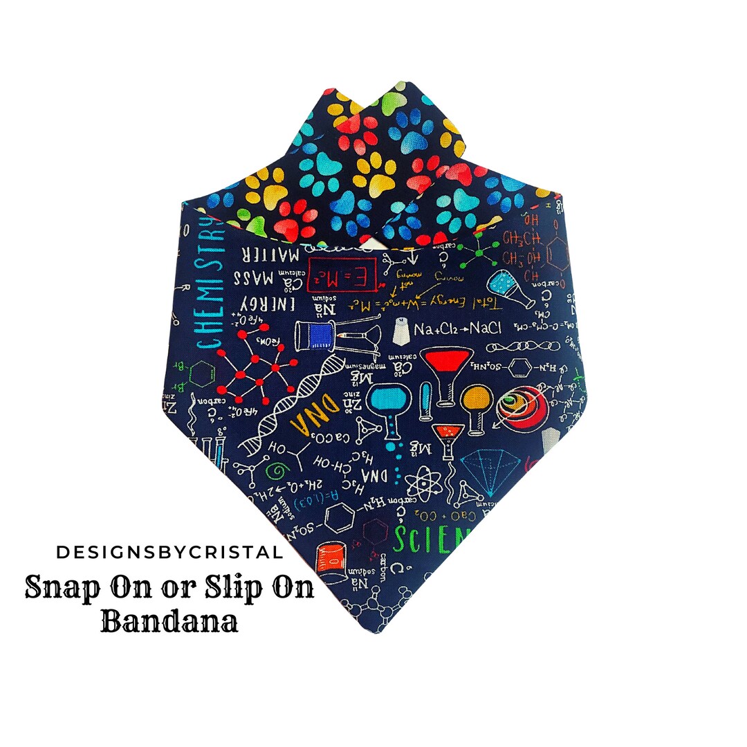 Science Themed Reversible Snap on or Slip on Dog Bandana in Three ...
