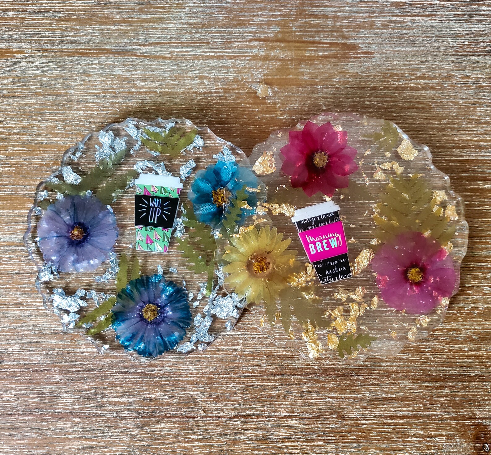 Floral Clear Resin Coasters Kitchen Decor Large Coasters - Etsy