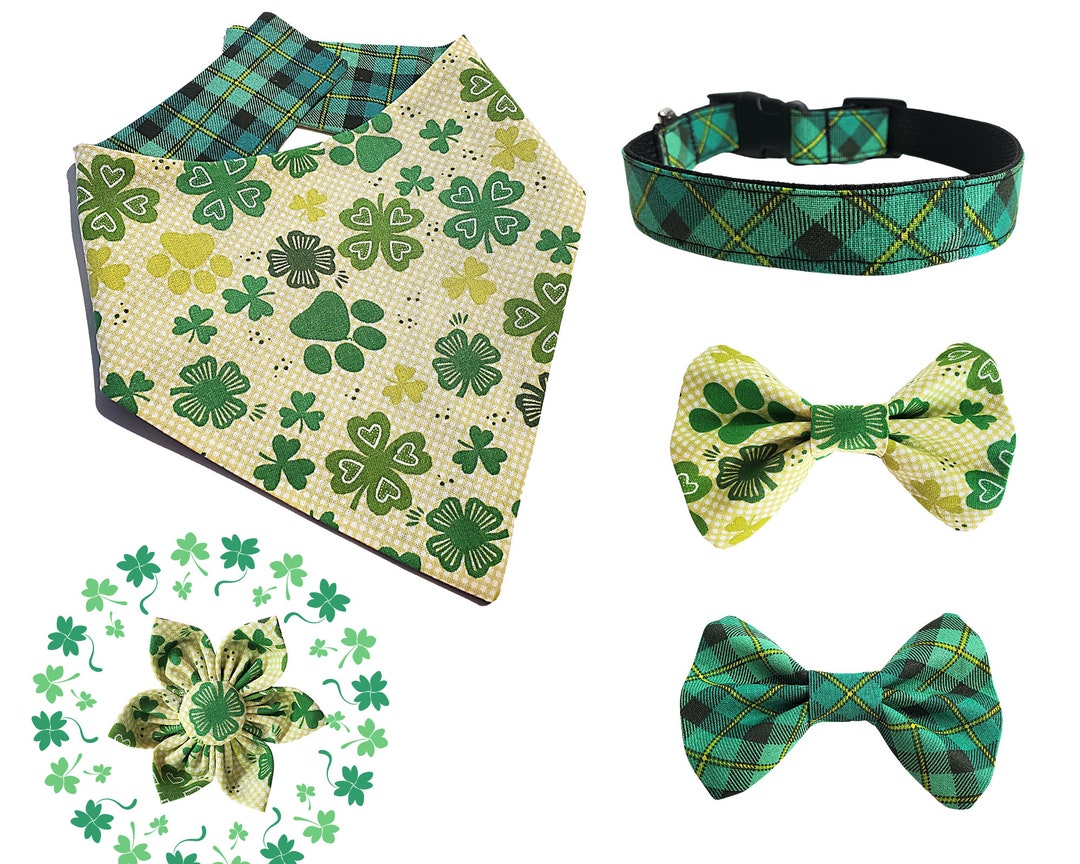 Clover Saint Patrick's Day Dog Collar Collection Dog Bandana Dog Collar ...