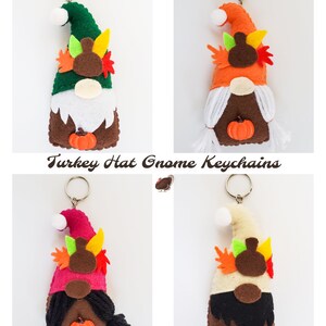 Turkey Hat Gnome Keychains in Green, Fuchsia, Beige, Orange - Etsy