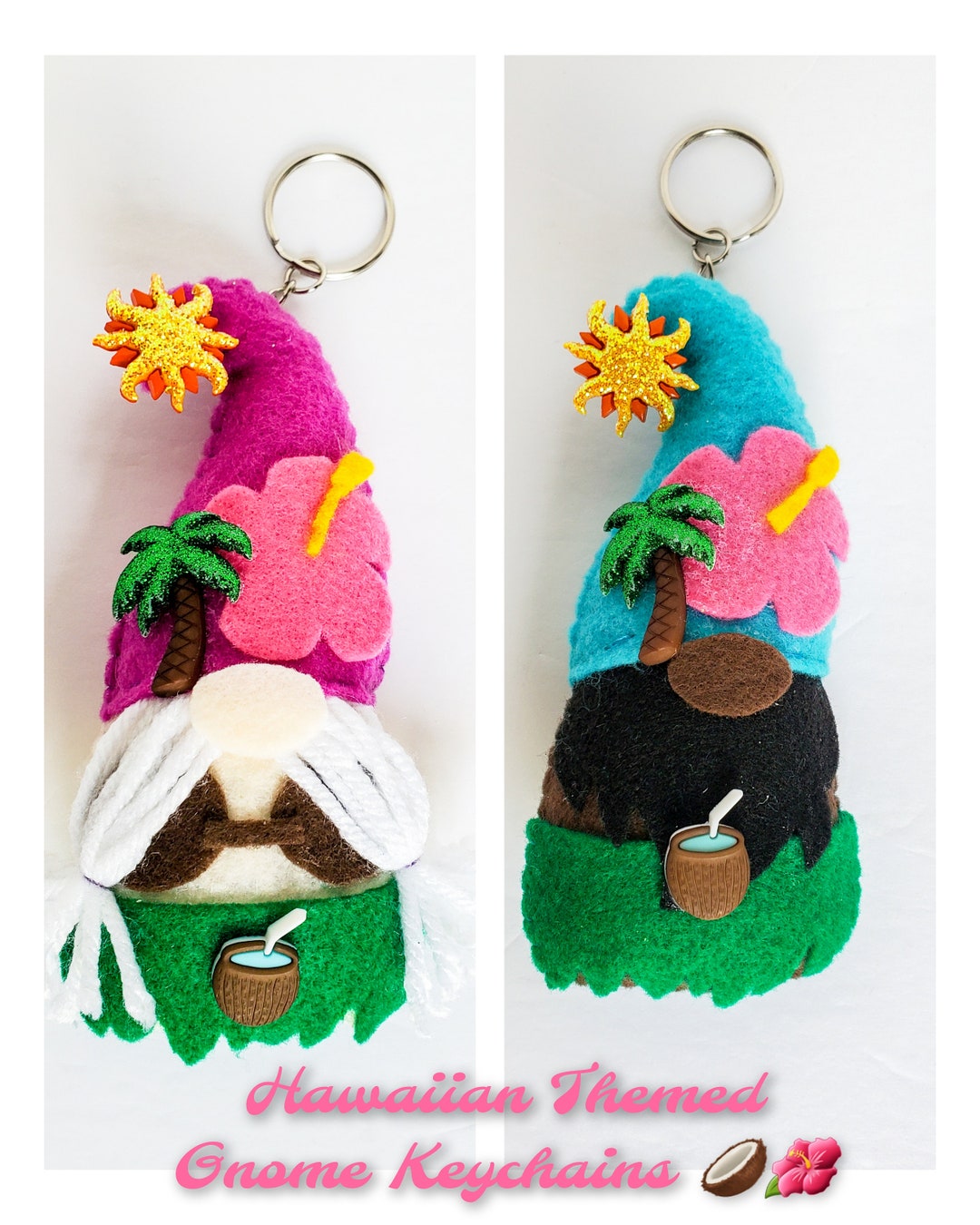Hawaiian Themed Gnome Keychains - Etsy
