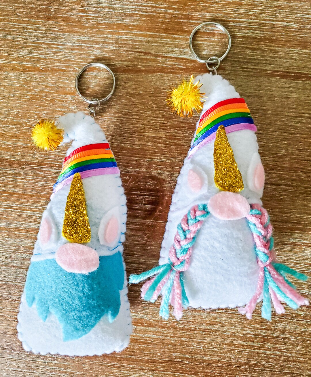 Animal Themed Gnome Felt Keychains Unicorn - Etsy