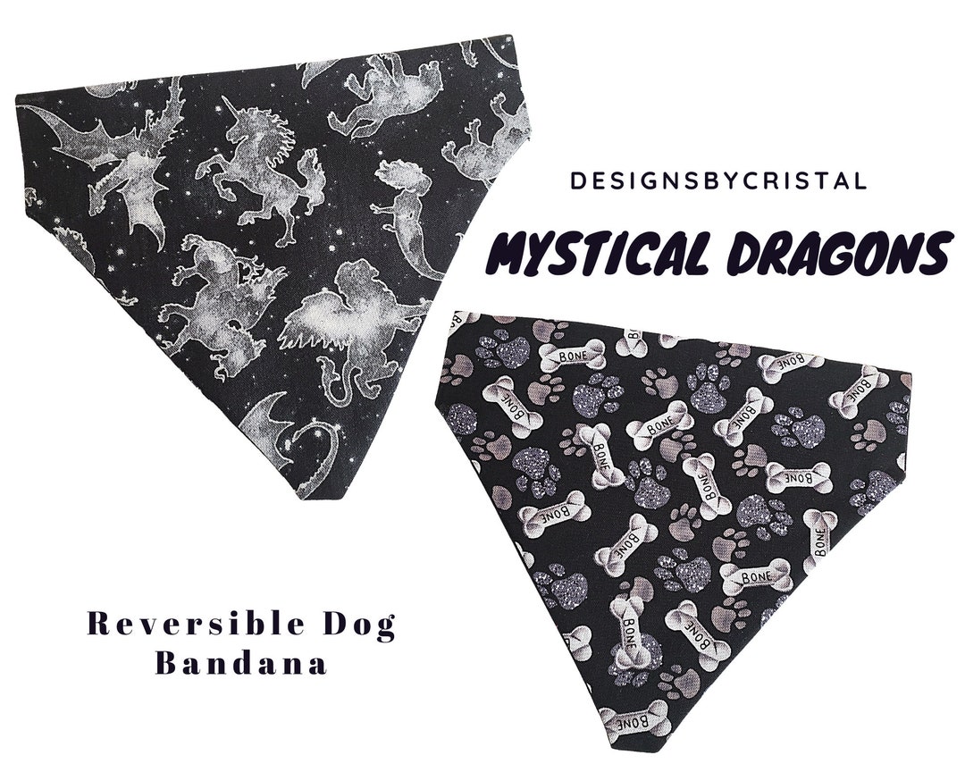 Mystical Dragons Themed Reversible Snap on or Slip on Bandana - Etsy