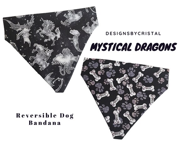 Mystical Dragons Themed Reversible Snap on or Slip on Bandana - Etsy