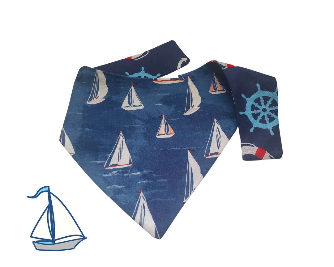 Nautical Sailboats and Life Saver Reversible Slip on or Snap on Cat or ...