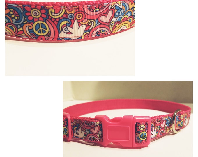 60's Groovy Peace Sign and Doves Dog Collar - Hippie Dog Collar - Etsy