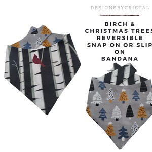 Birch and Christmas Tree Themed Reversible Snap on or Slip on Dog ...