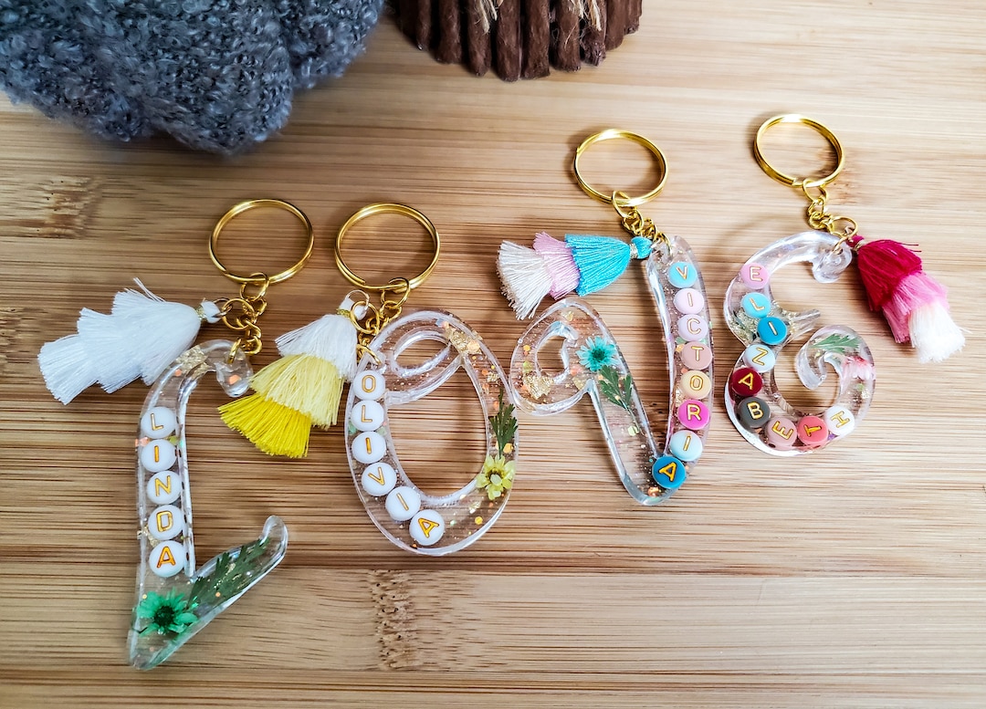 Personalized Floral Letter Keychains - Gift for Her - Mother's Day Gift ...