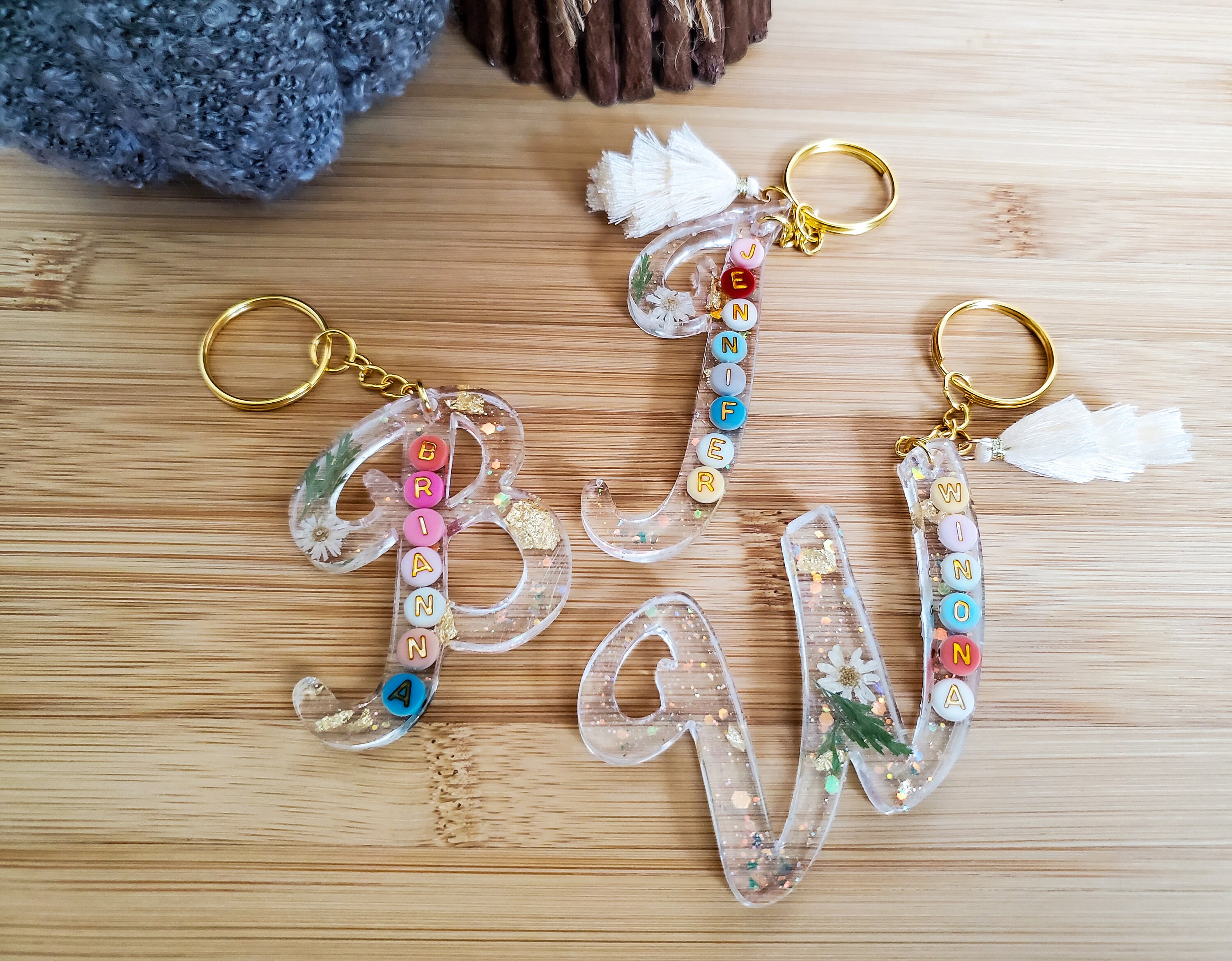 Personalized Floral Letter Keychains - Gift for Her - Mother's Day Gift ...