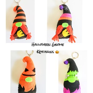 Halloween Gnome Keychains - Witch, Frankenstein, Jack-o-lantern - Etsy