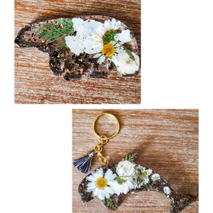 Floral Glitter Animal Resin Keychain - Animal Lover Gift Ideas - Etsy