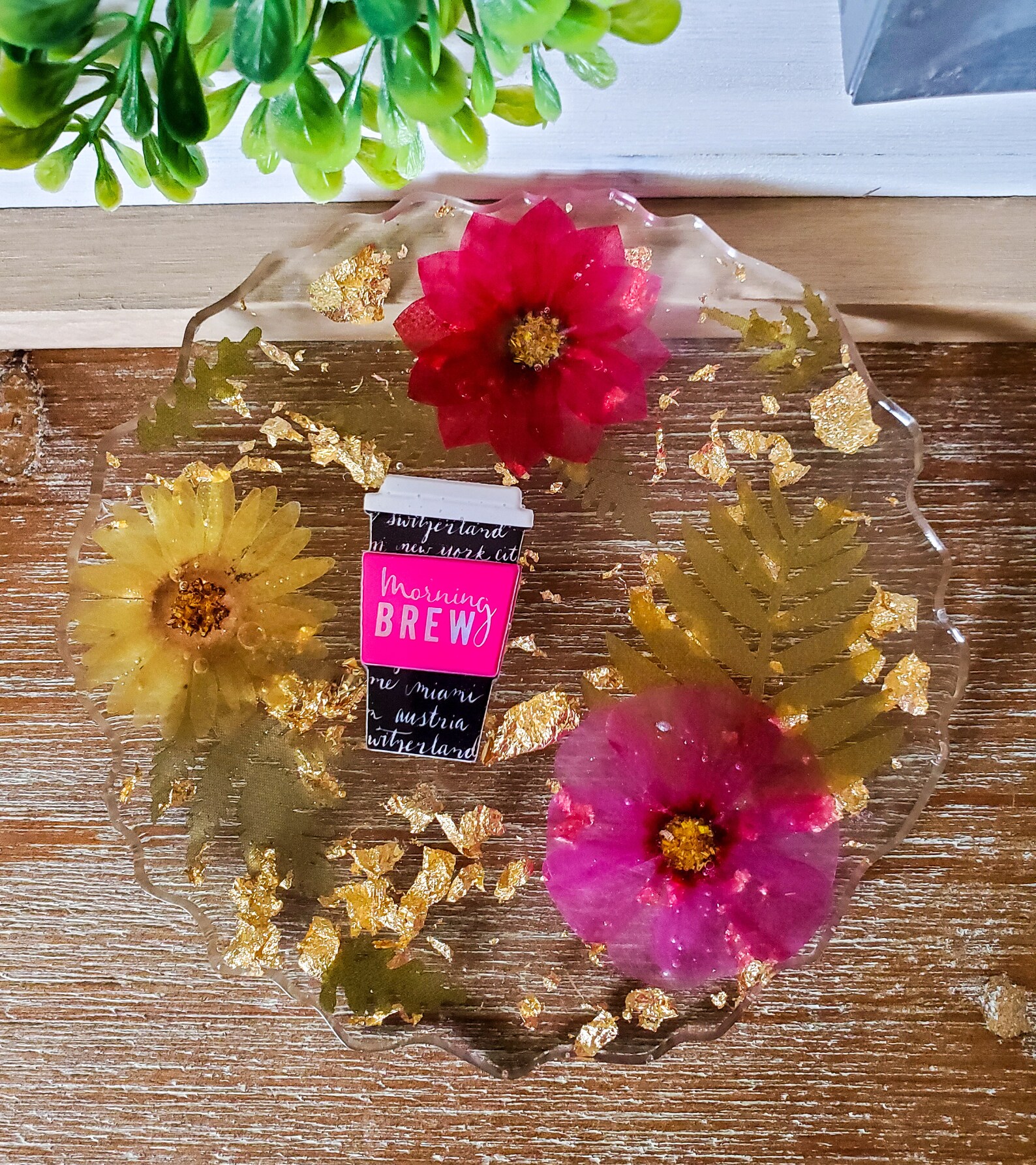 Floral Clear Resin Coasters Kitchen Decor Large Coasters - Etsy