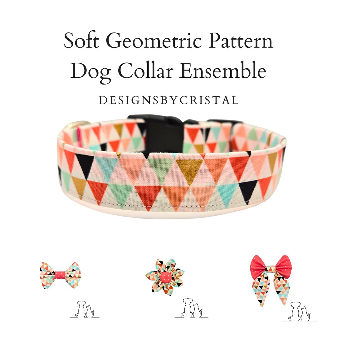 Pastel Diamond Dog Collar – Soft Geometric Pattern Adjustable Collar ...