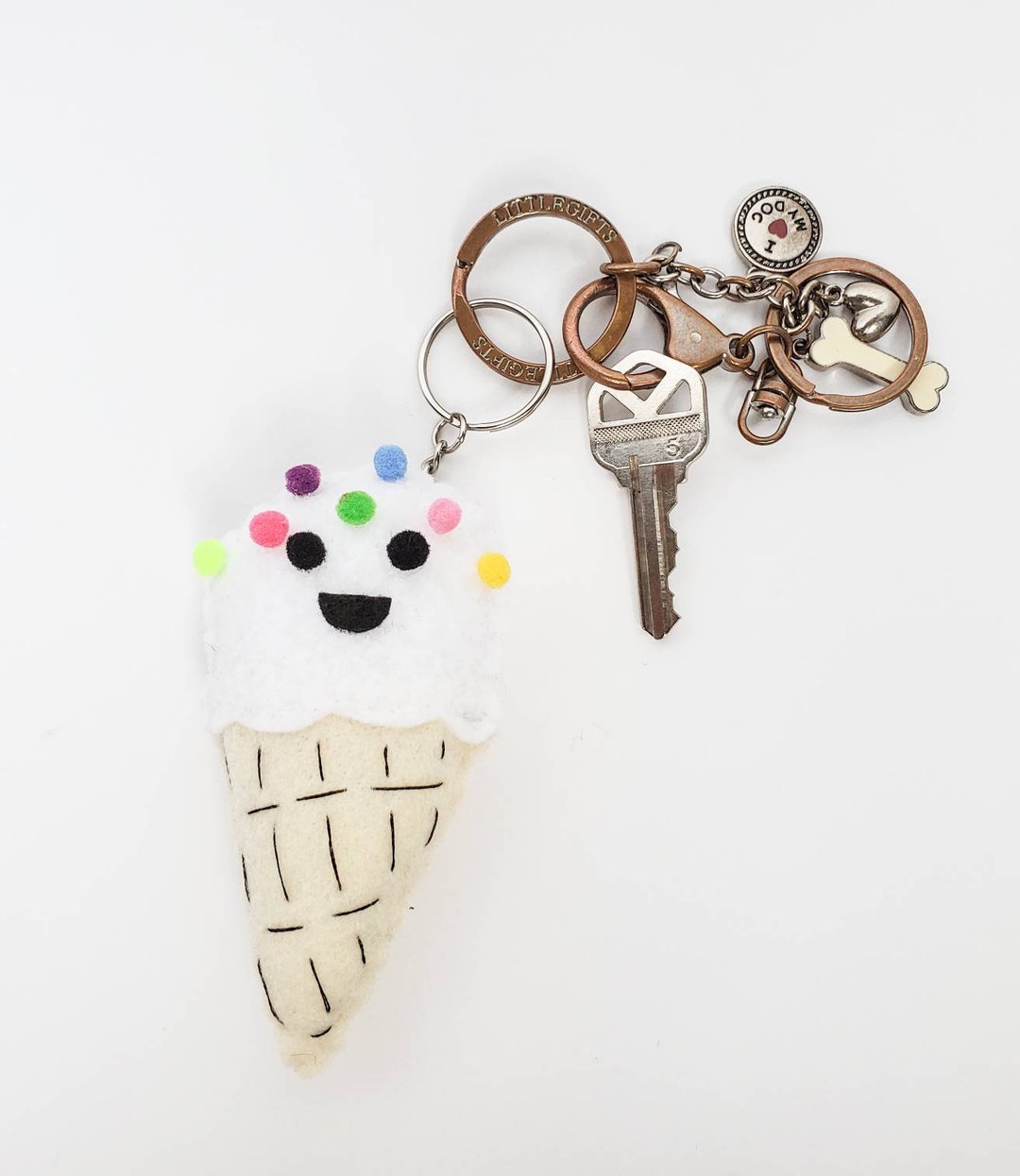 Happy Face Ice Cream Felt Keychains - Etsy