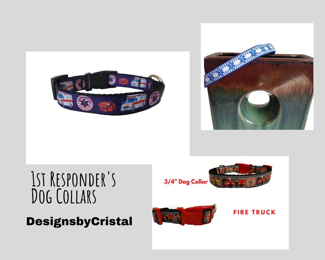 EMT Dog Collars Ambulance Dog Collar Fire Fighter Dog - Etsy